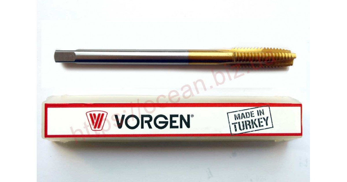 Метчик M6x1 машинный HSS-E Co5 с покрытием TiN DIN 376 для глухих ...